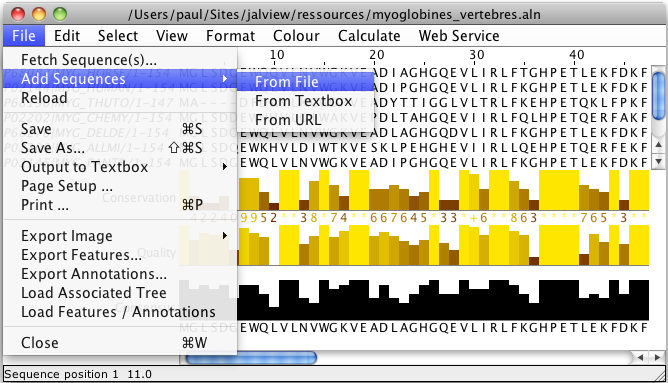Gestion des fichiers avec le logiciel Jalview