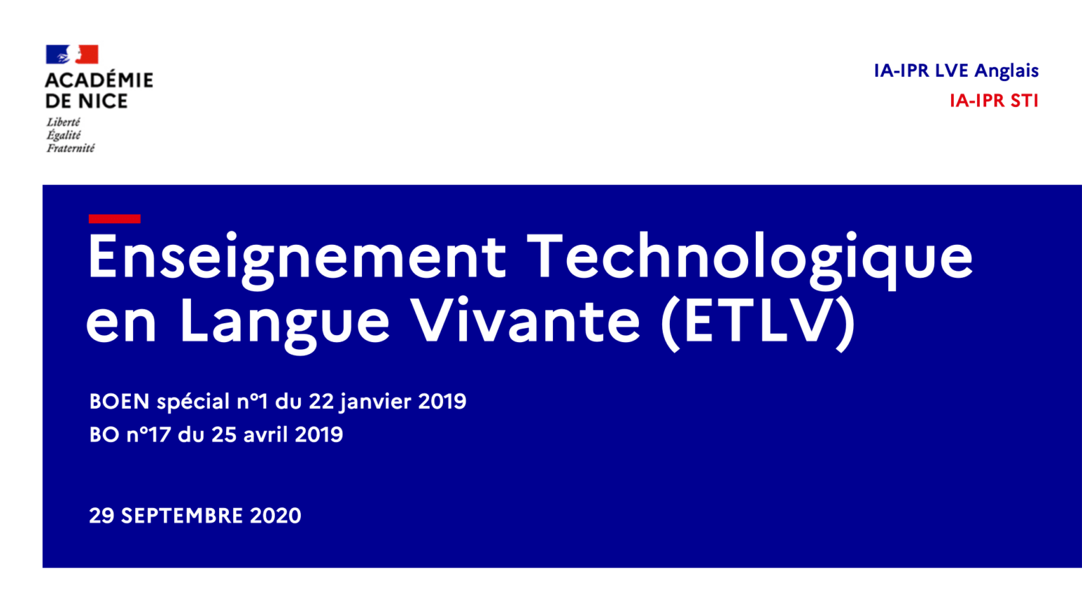 ETLV – Site pédagogique Anglais