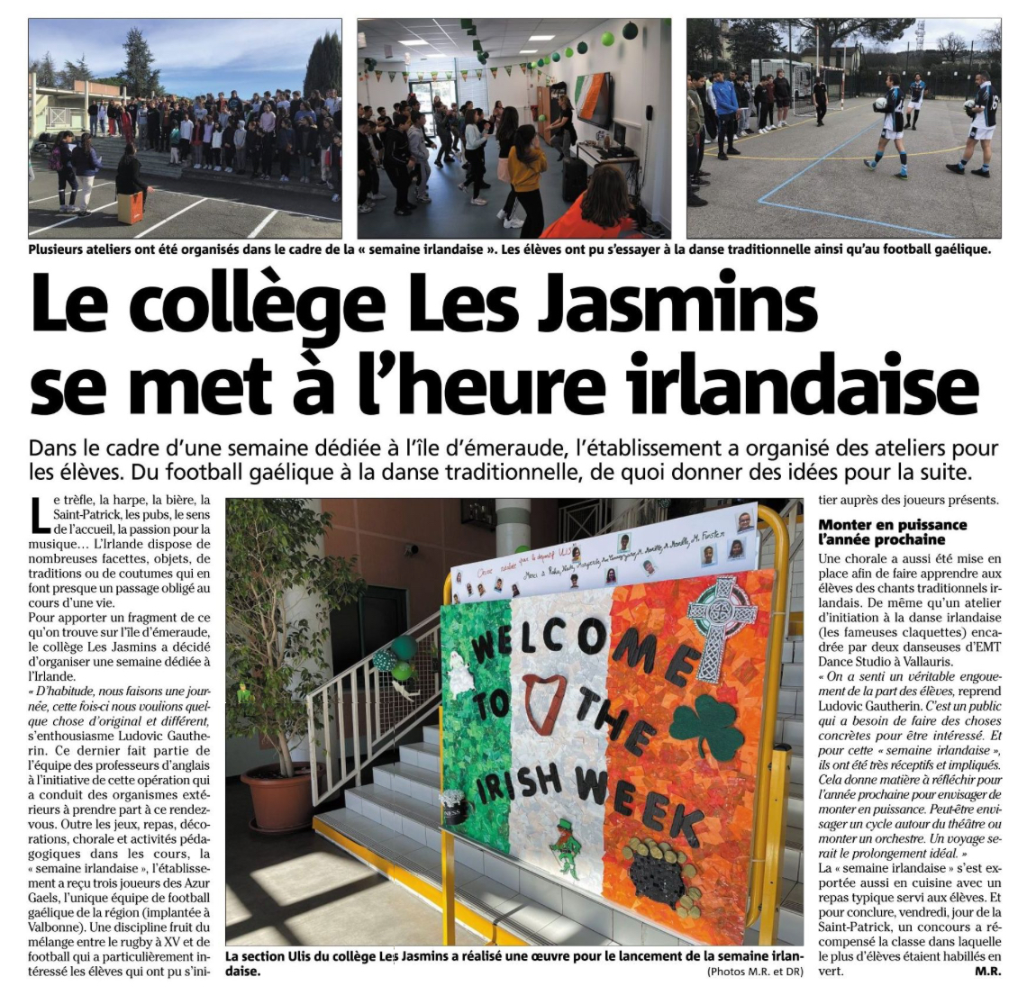« Tous en Vert » au Collège Les Jasmins de Grasse pour fêter l’Irlande ...