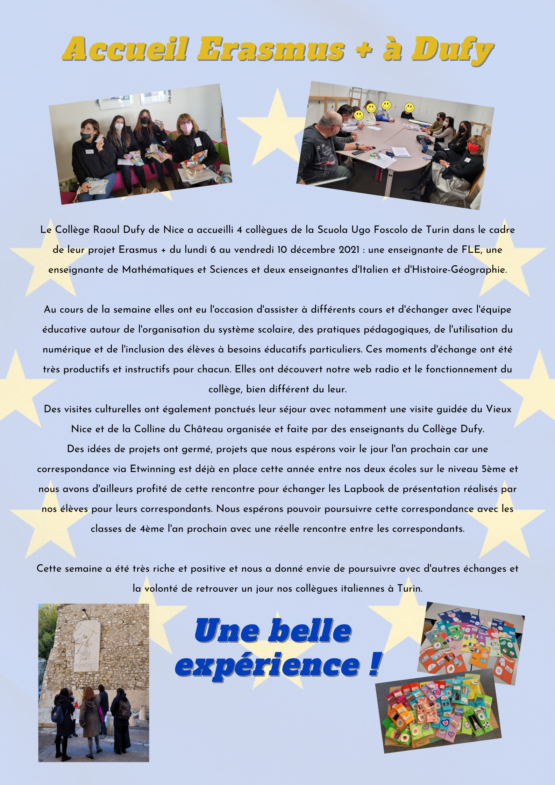 Projet eTwinning Erasmus+ entre le Collège Raoul Dufy de Nice et la ...